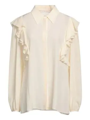 Chloé Chloe Pleated Ruffled Shirt Camel
