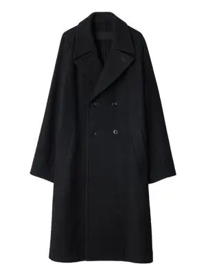 LEMAIRE Double-breasted Coat In Felted Wool And Alpaca Blend - Black