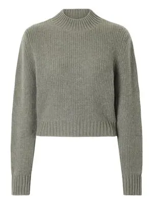 Le Kasha Ribbed Cropped Cashmere Turtleneck Sweater - Gray