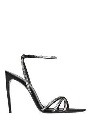 SAINT LAURENT Rhinestone Stiletto Wraparound Sandals