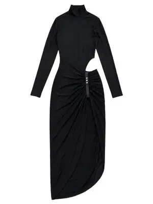 AMAZUIN Cut-out Asymmetrical Maxi Dress - Black