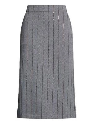 Brunello Cucinelli Striped Midi Skirt - Grey