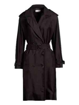 Saint Laurent Solid-color Long Trench Coat - Black