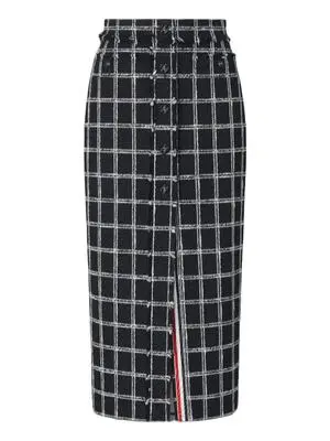 Thom Browne Windowpane Houndstooth Tweed Skirt - Black