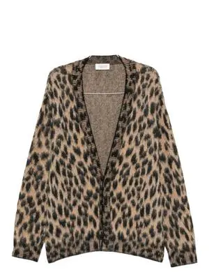 LANEUS Leopard-print Knit Cardigan - Multicolor
