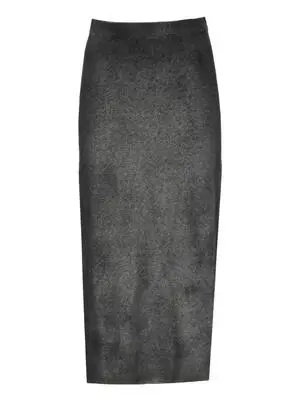 Avant Toi Avant Toi Melange Back-Slit Midi Skirt Black
