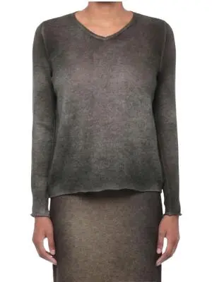 Avant Toi Avant Toi Raw-Edge V-Neck Knitted Sweater Green