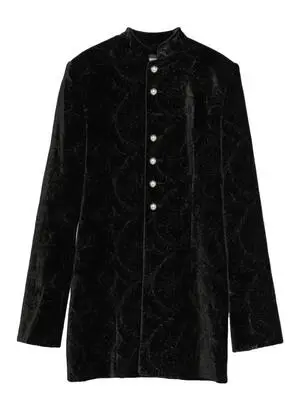 ANN DEMEULEMEESTER Jacquard-patterned Pearl-button Jacket - Black