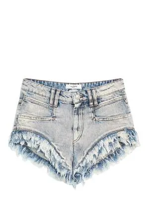 Isabel Marant Étoile Isabel Marant Etoile Fringe Hem Denim Shorts Blue