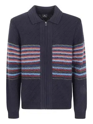 Paul Smith Graphic-print Zip-up Cardigan - Navy