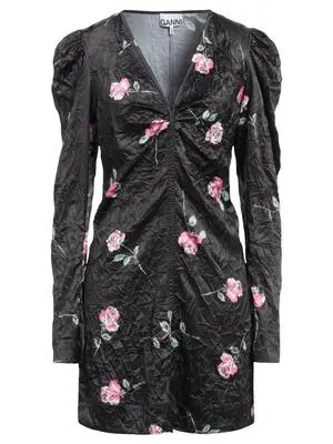 GANNI Floral Print Dress - Black