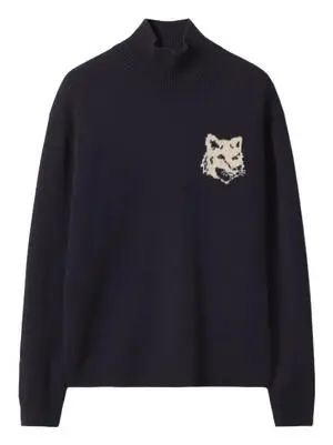 Maison Kitsuné Long-sleeve High-neck Top - Navy