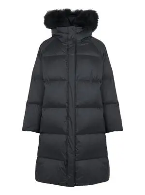 YVES SALOMON Lamb Wool-trim Down Jacket - Black