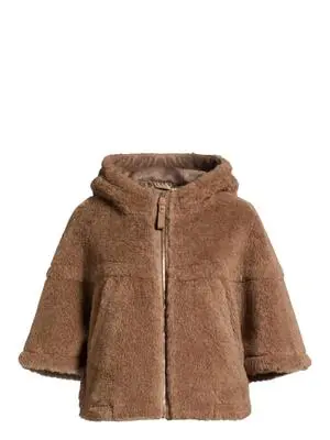 Max Mara Solid Color Fuzzy Coat - Brown
