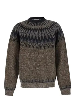 ROBERTO COLLINA Jacquard Crew Neck Knit Sweater - Black
