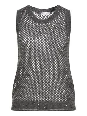 Brunello Cucinelli Sleeveless Solid-colored Knit Top - Grey