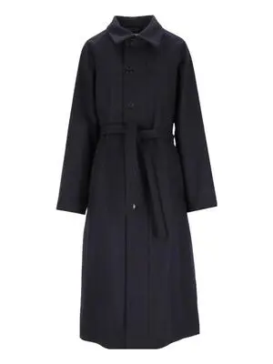 Barena Venezia Belted Long Collar Coat - Navy