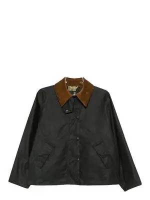 Barbour Short Waxed Jacket With Corduroy Collar - Black