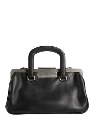 MAX MARA Medium-sized Solid-color Leather Boston Bag