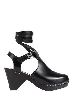 Isabel Marant Étoile Leather Round Toe Cone Heel Sandals - Black