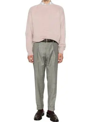 ROBERTO COLLINA Oversized Crew Neck Knit Sweater - Gray