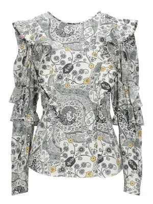 Isabel Marant Étoile Floral Long-sleeved Pleated Top - Ivory