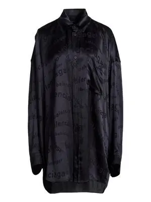 Balenciaga Logo Print Long-sleeve Shirt - Blue