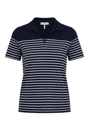 Rag & Bone Striped Knit Shortsleeve Top - Black