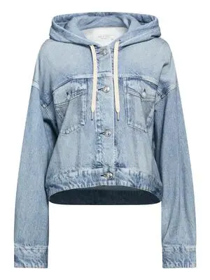 Rag & Bone Hooded Denim Effect Track Jacket - Blue
