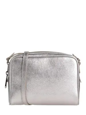 Brunello Cucinelli Metallic Leather Camera Bag - Silver