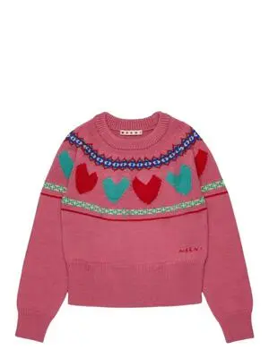 Marni Jacquard-heart Sweater - Pink