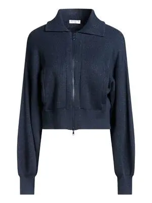 Brunello Cucinelli Minimalist Metallic Knit Jacket - Blue