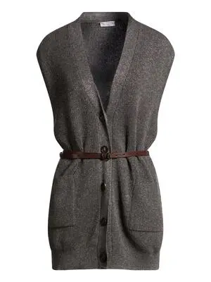 Brunello Cucinelli Solid-colored Metallic Knit Vest - Grey