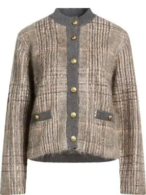 Brunello Cucinelli Plaid Jacquard Knitwear - Nude