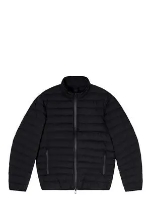 Emporio Armani Water-repellent Quilted Nylon Down Jacket With Jacquard Logo Lettering - Black