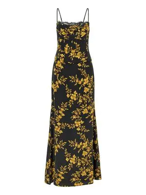 Rebecca Vallance Giled Floral Floral-print Silk-crepe De Chine Gown - Black
