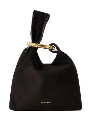 Veronica Beard Swing Embellished Suede Clutch - Black
