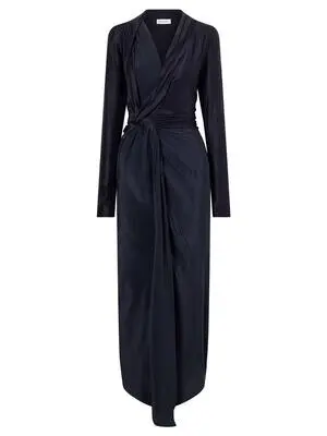 Victoria Beckham Lea Gathered Jersey Midi Dress - Navy