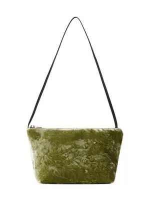 VALESQUE Corset Leather-trimmed Crushed-velvet Shoulder Bag