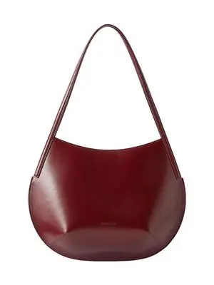 JIL SANDER Kante Leather Shoulder Bag Burgundy