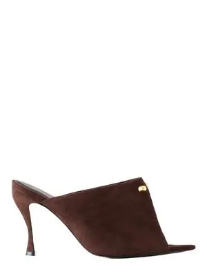 Balenciaga Midnight City Studded Suede Mule - Brown