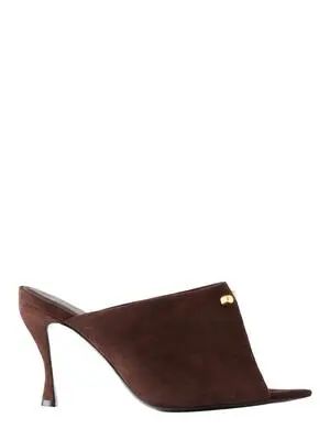 Balenciaga BALENCIAGA Midnight City Studded Suede Mule Brown