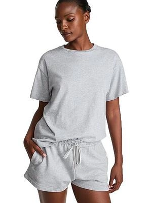Victoria's Secret Angel Essentials 100% Cotton Boyfriend Oversized Tee - Grey