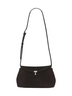TOTEME T-lock Suede Clutch - Espresso
