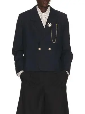 ADVISRY Advisry Double Breasted Blazer In Navy