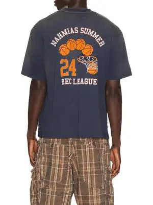 NAHMIAS Rec League Boxy Tee In Blue - Navy