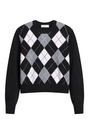 DUNST Argyle Crew Neck Sweater - Black