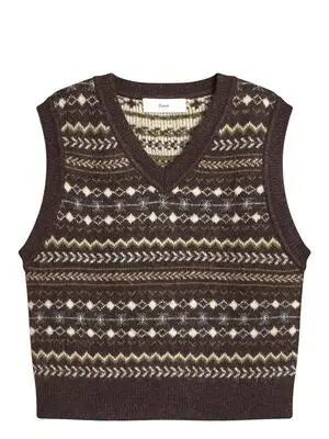 DUNST Crafted V-neck Knit Vest - Deep Brown