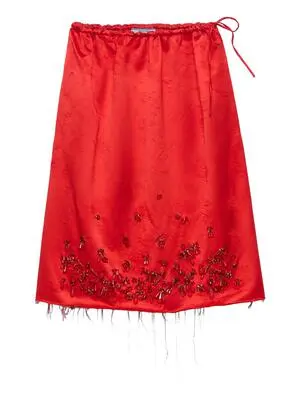 Prada Prada Satin Skirt With Embroidery Red