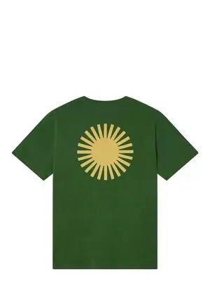 THINKING MU Green T-shirt Back Yellow Sun Green